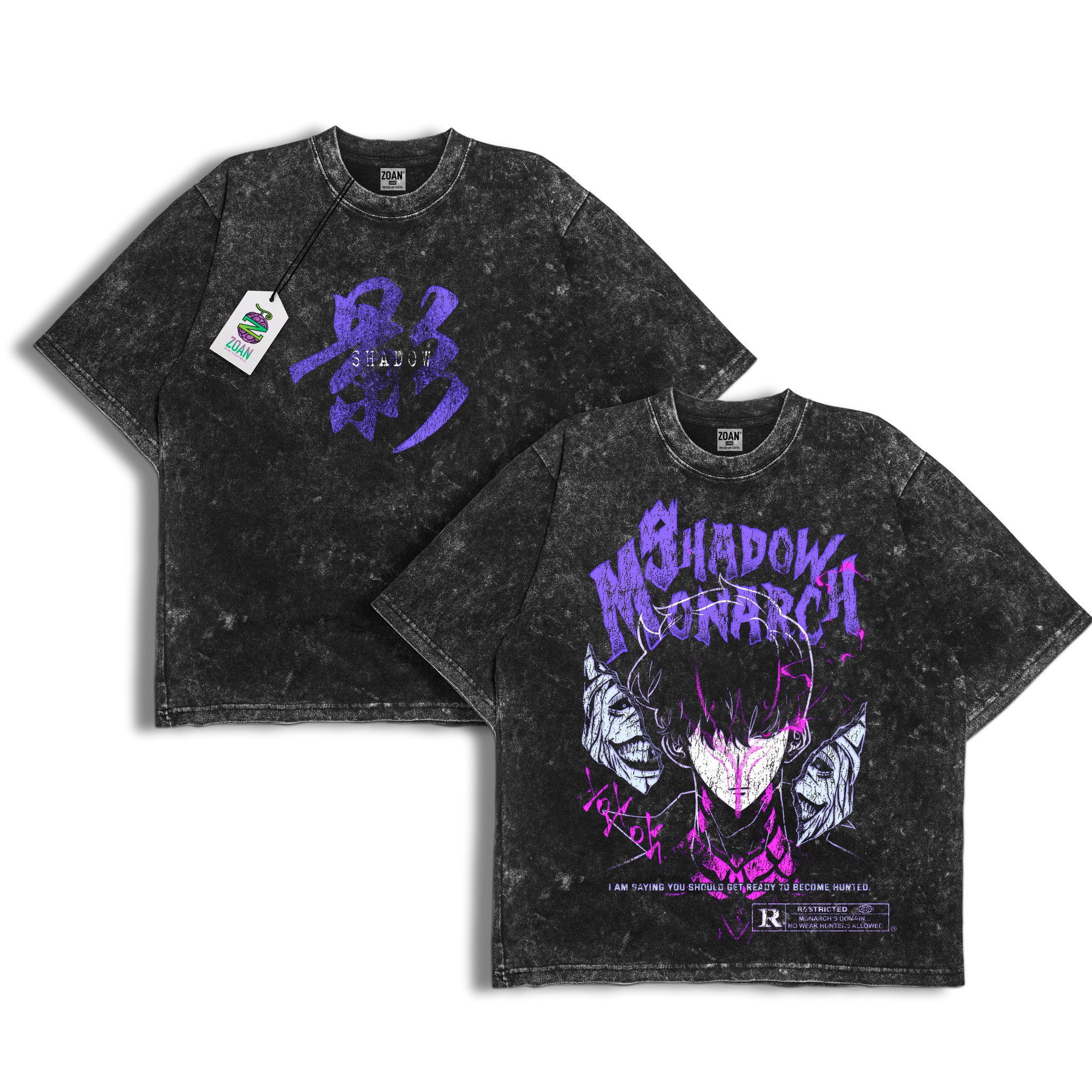 Polera Acid Wash Solo Leveling Shadow Monach - Sung Jin - Woo