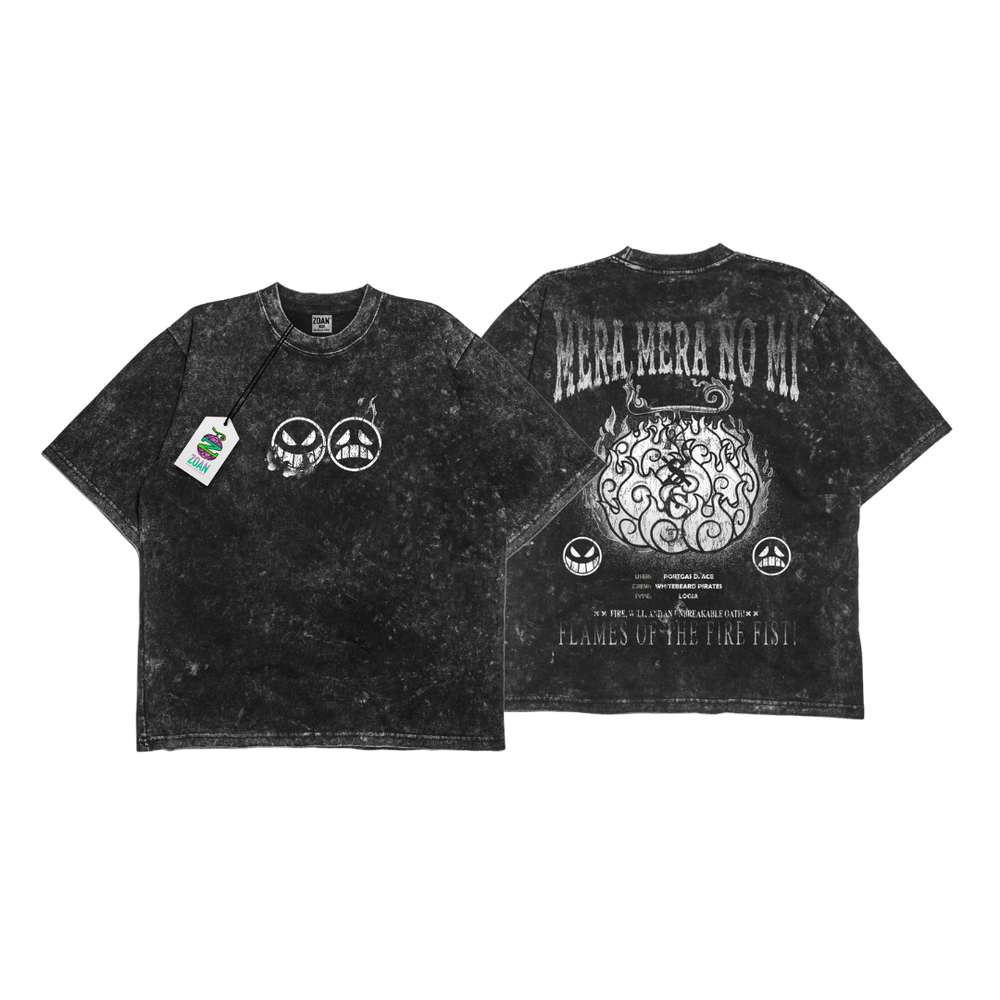 Polera Acid Wash One Piece Devil Fruit - Mera Mera No Mi