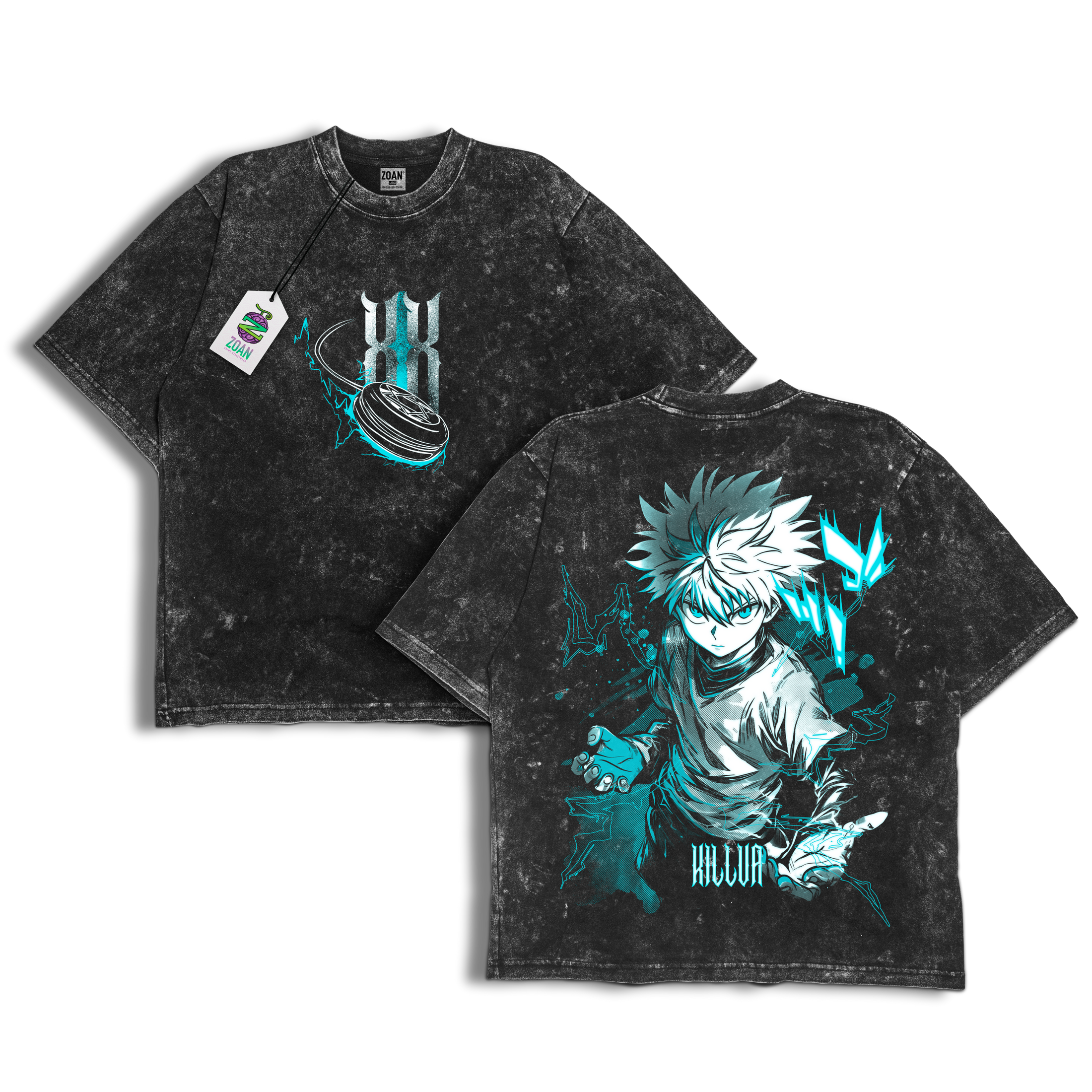 Polera Acid Wash Hunter x Hunter Killua Zoldyck - Lightning Killer
