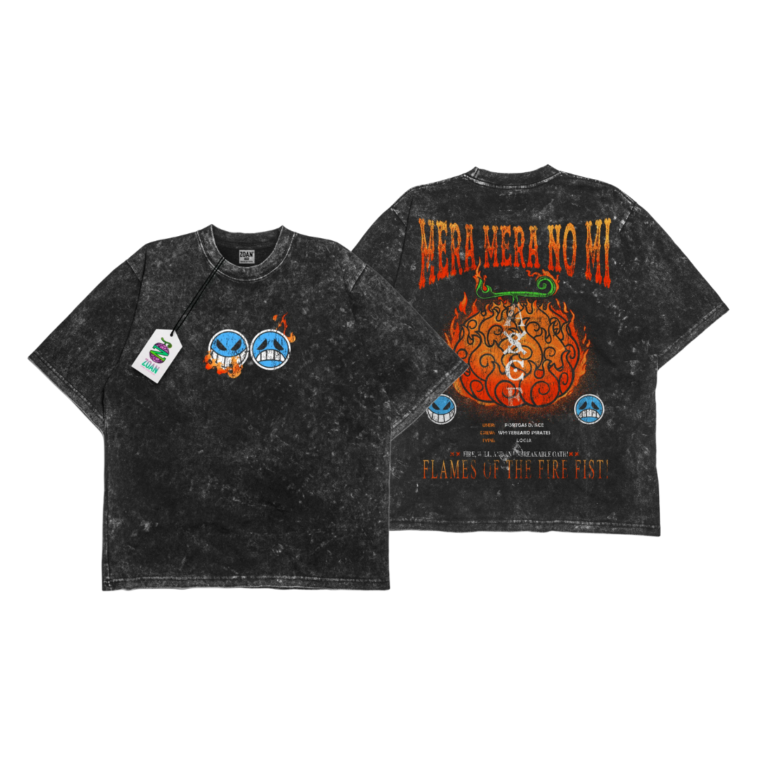 Polera Acid Wash One Piece Devil Fruit - Mera Mera No Mi